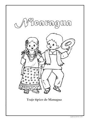 Nicaragua Traje Tipico Folklorico Patrias Fiestas Sketch Coloring Page